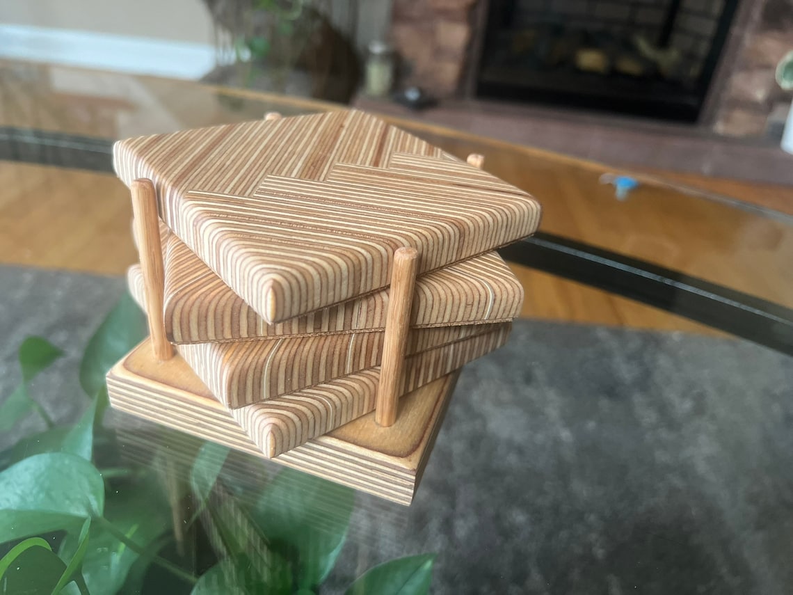 Patterned Plywood End Grain Coasters - Etsy