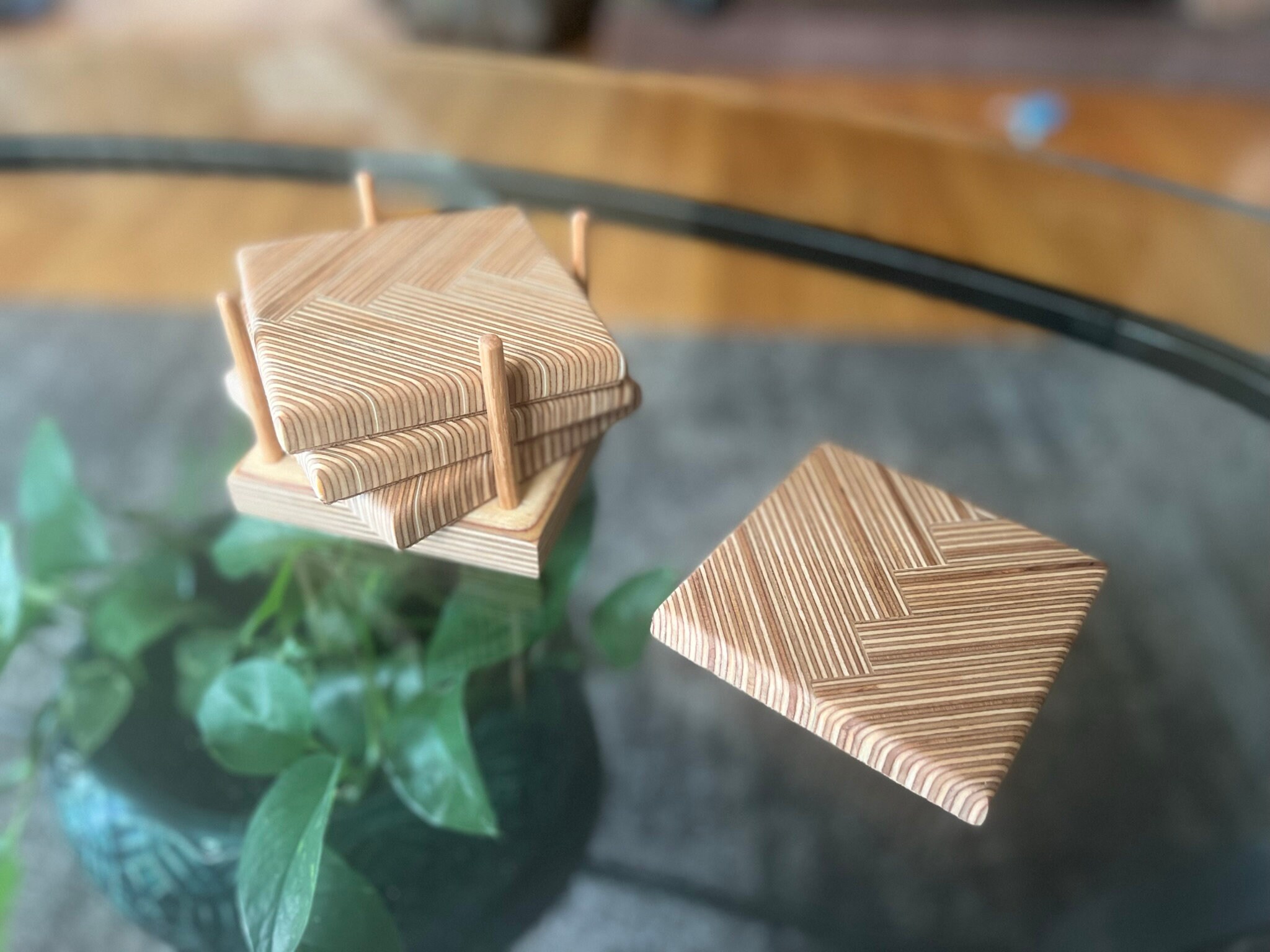 Patterned Plywood End Grain Coasters - Etsy