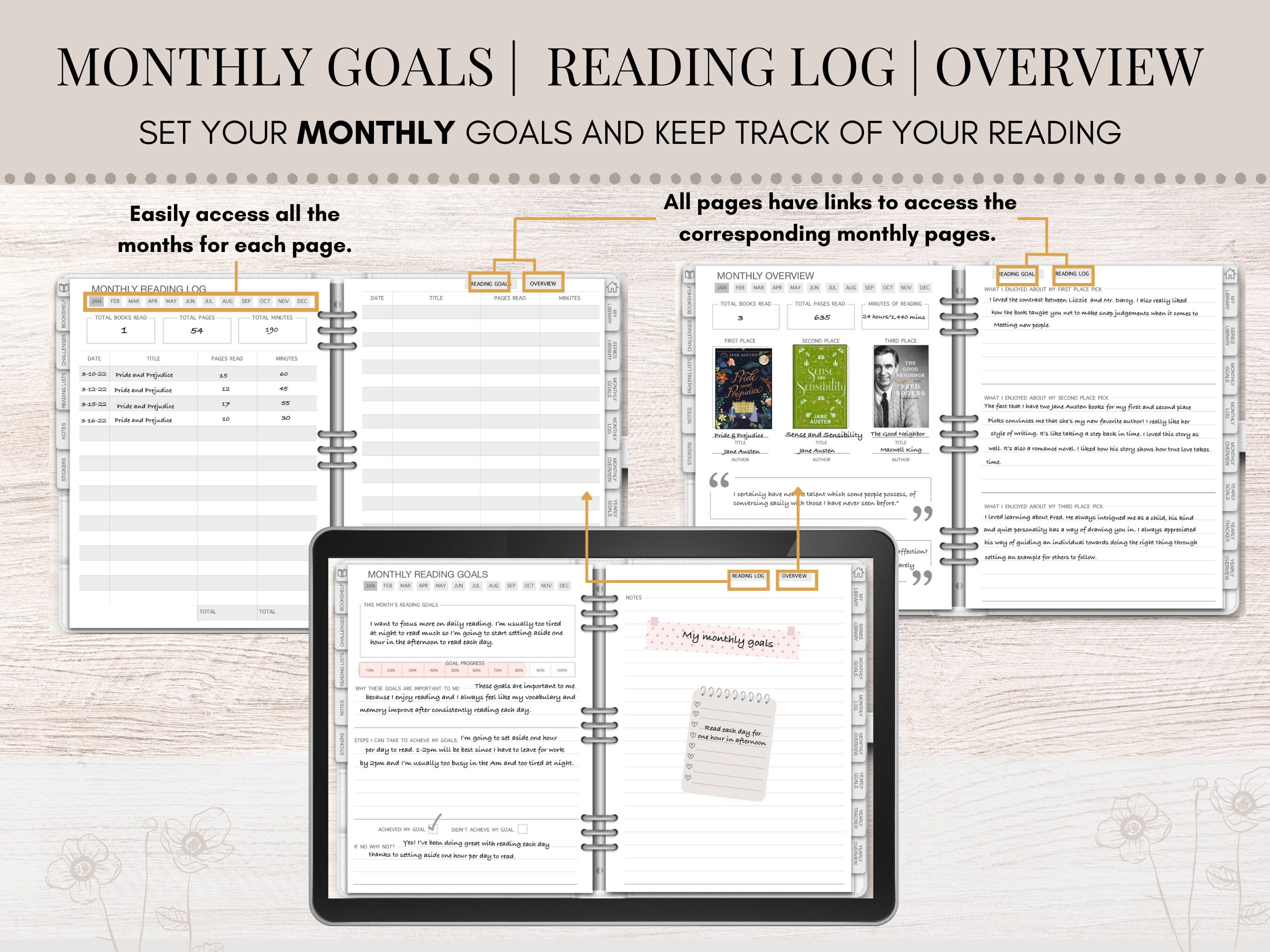 Digital Reading Journal Digital Reading Planner Goodnotes | Etsy