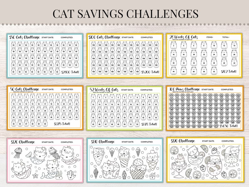 Cat Savings Challenge Savings Challenge Bundle Savings - Etsy