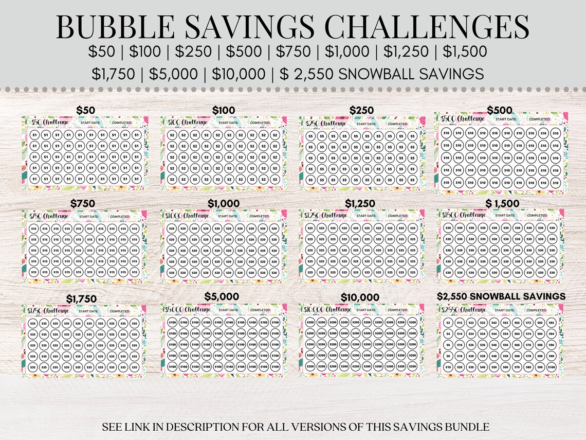 A6 Savings Challenge Savings Challenge Bundle Savings - Etsy