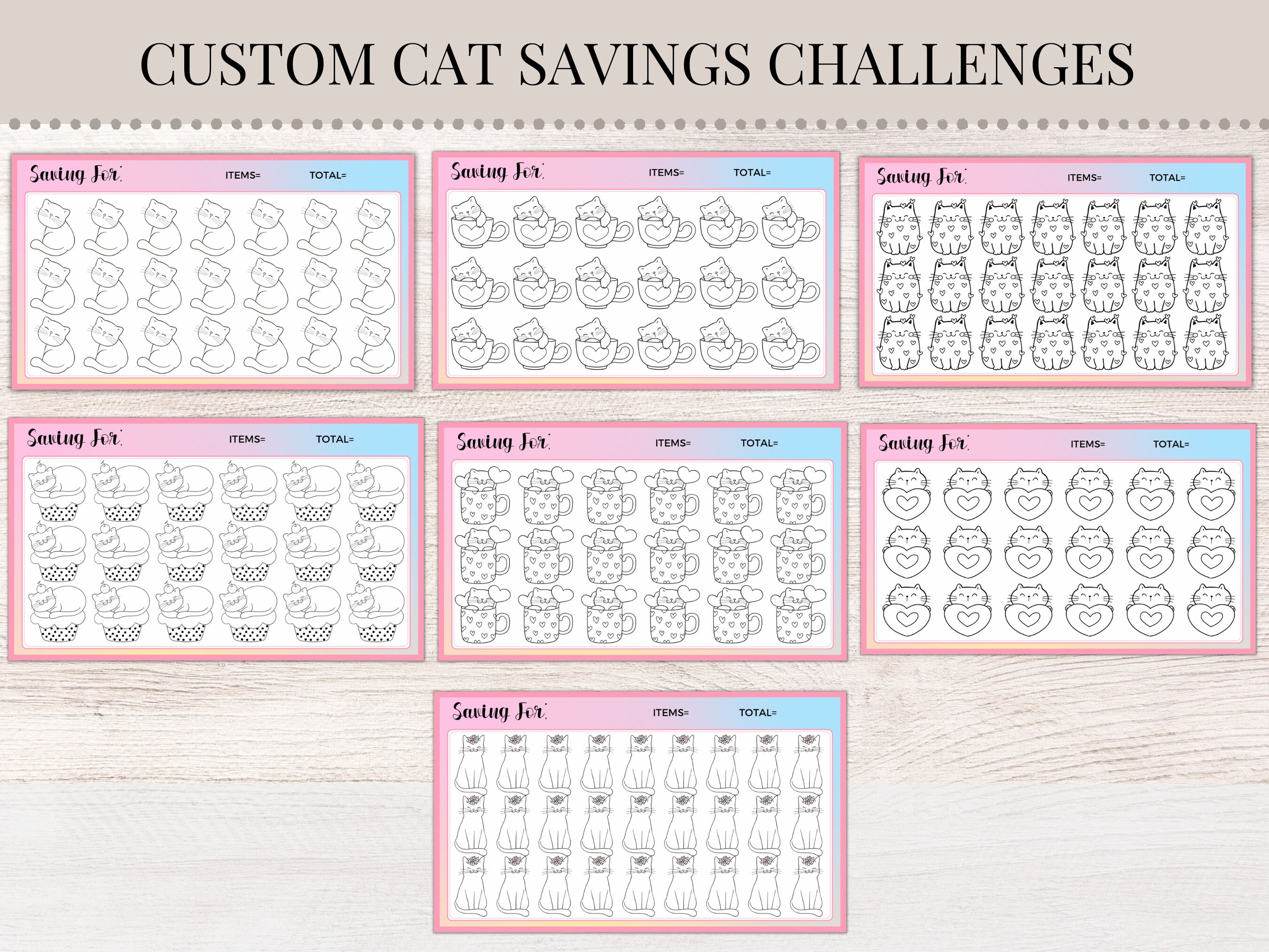 Cat Savings Challenge Savings Challenge Bundle Savings - Etsy