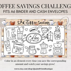 Coffee Themed Savings | A6 Savings Challenge | Coffee Lover |cash ...