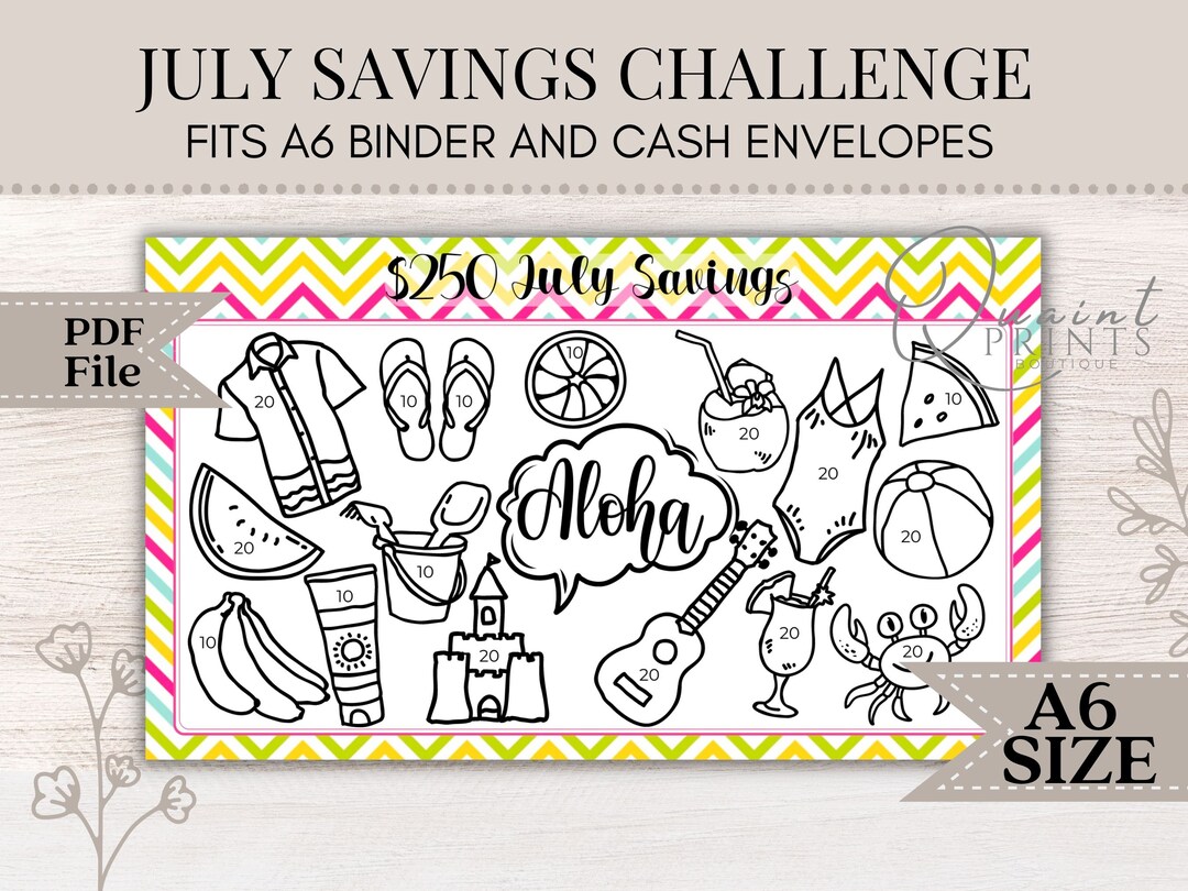 July Savings | Summer Savings | A6 Savings Challenge | Mini Savings ...