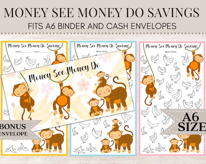 Monkey Saving Challenge Printable, Mini A6 Monkey Animal Savings ...