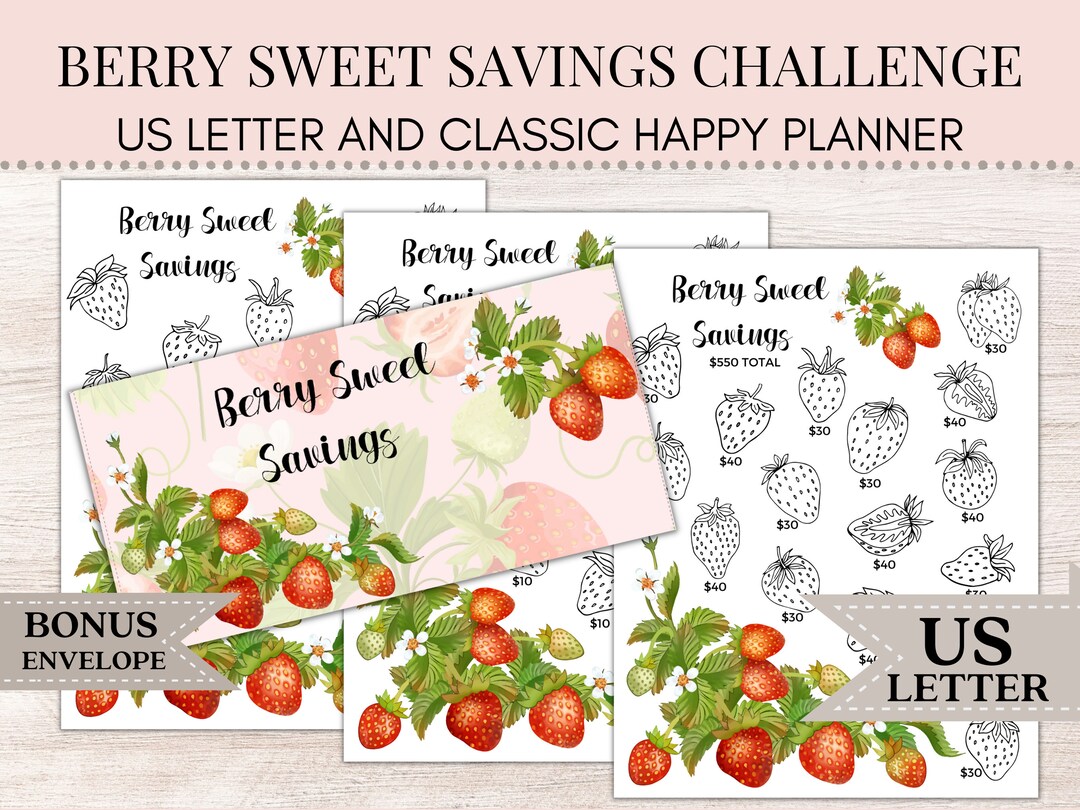 Berry Sweet Savings Challenge | Strawberry Savings Tracker | Savings ...