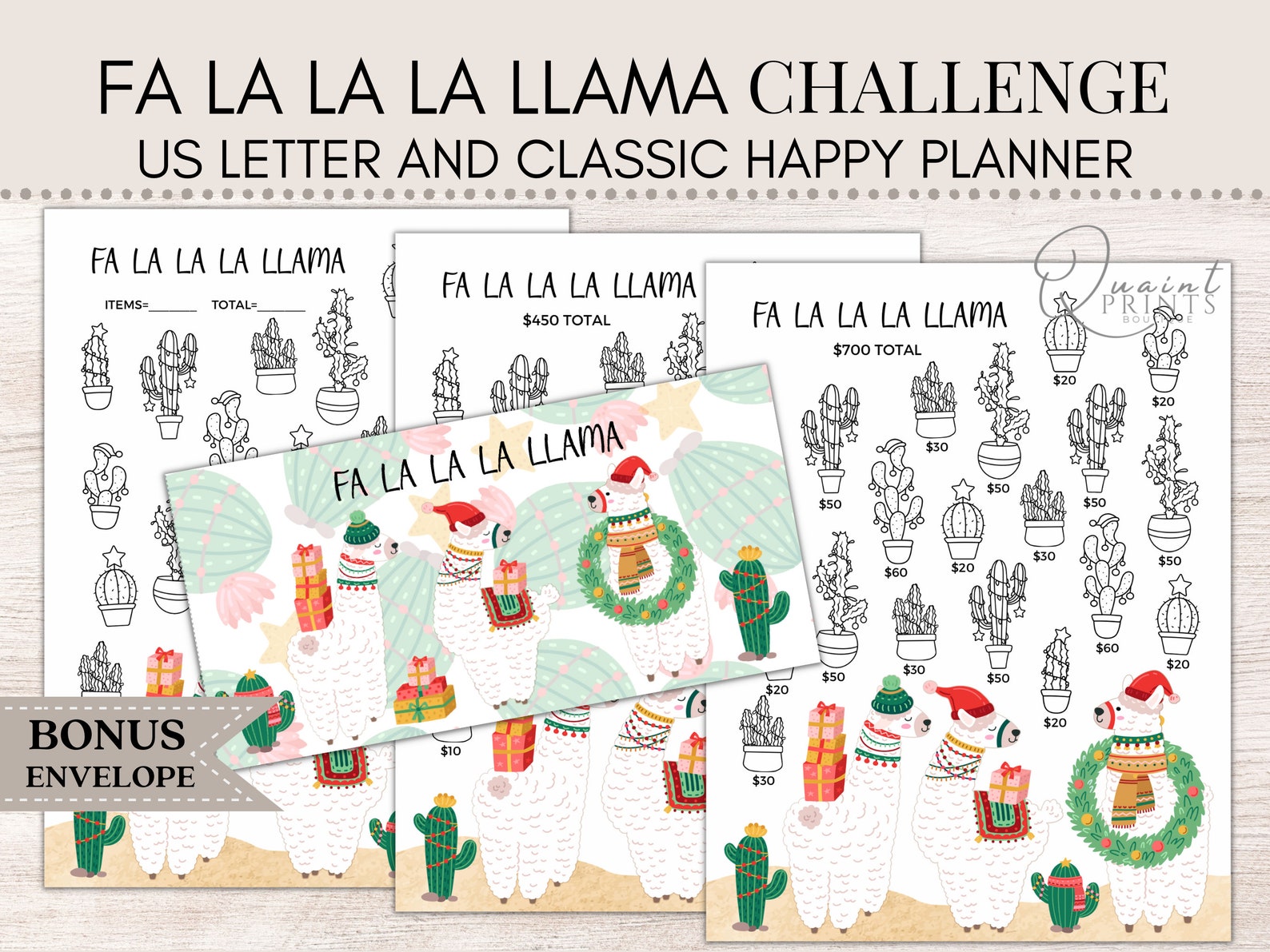 Fa La La La Llama Savings Challenge christmas Savings - Etsy