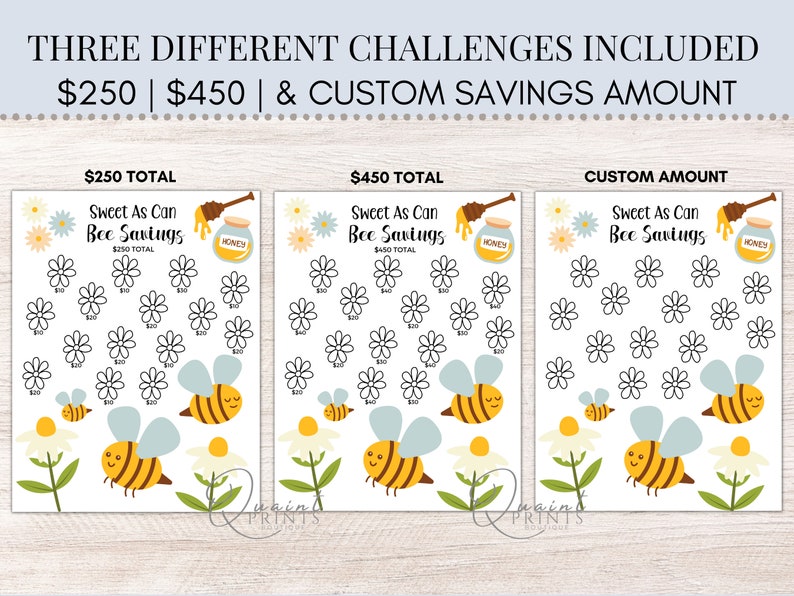Sweet as Can Bee Savings Challenge Bee Savings Tracker - Etsy
