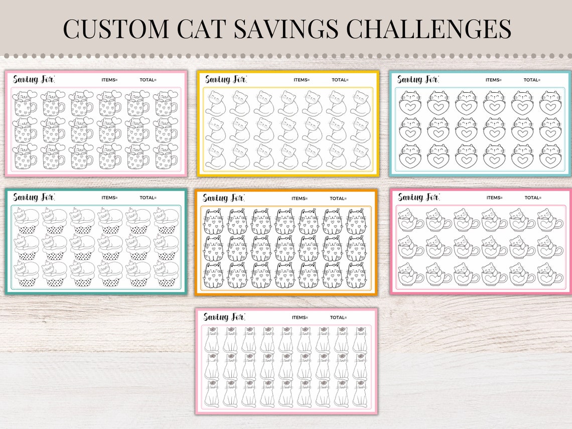 Cat Savings Challenge Savings Challenge Bundle Savings - Etsy