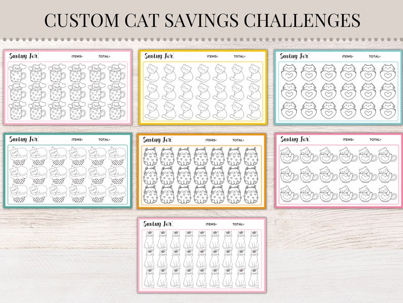 Cat Savings Challenge Savings Challenge Bundle Savings - Etsy