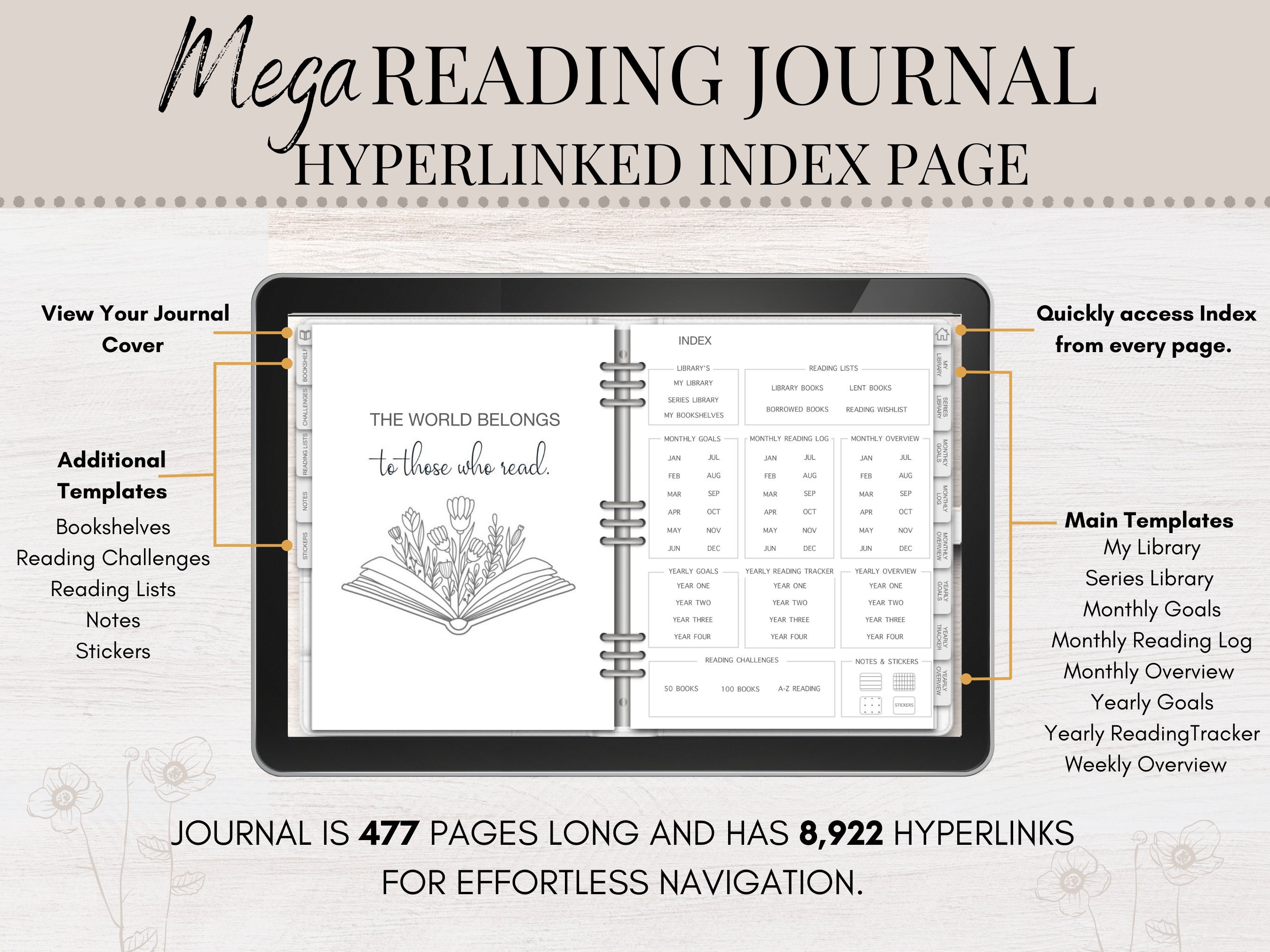 Digital Reading Journal Digital Reading Planner Goodnotes | Etsy