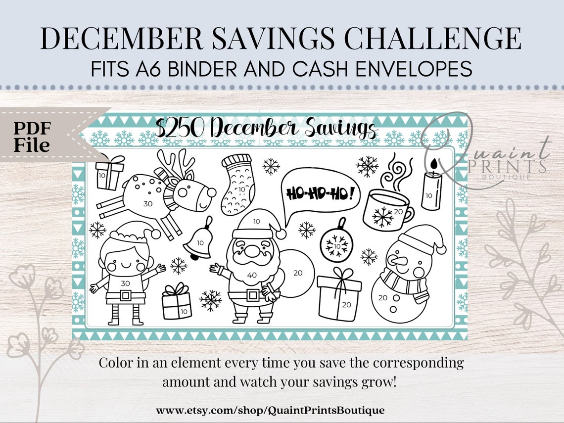 December Savings A6 Savings Challenge Christmas mini | Etsy