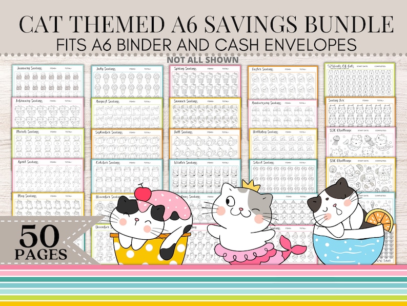 Cat Savings Challenge Savings Challenge Bundle Savings - Etsy