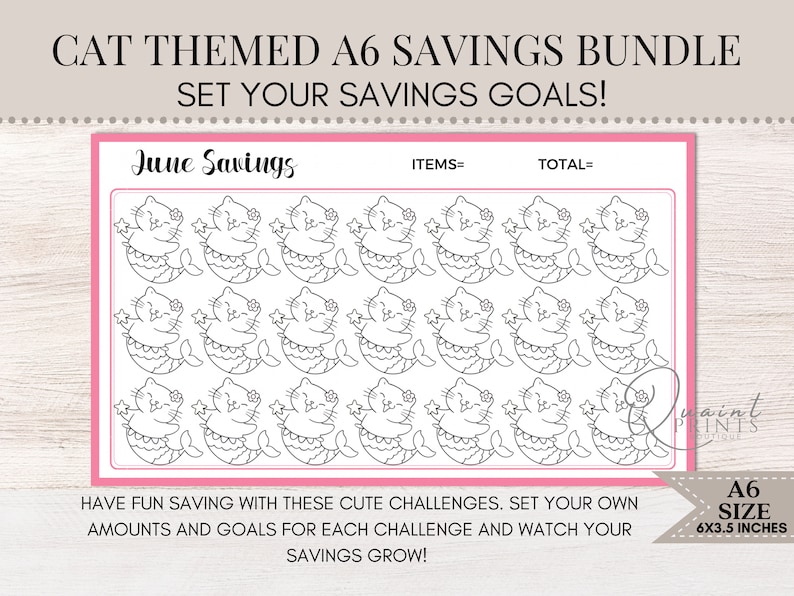 Cat Savings Challenge Savings Challenge Bundle Savings - Etsy