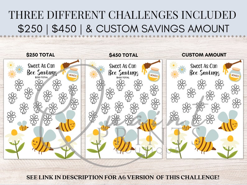 Sweet as Can Bee Savings Challenge Bee Savings Tracker - Etsy