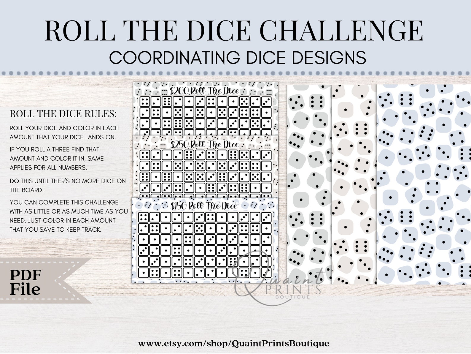 Roll the Dice Savings Challenge Roll the Dice Challenge - Etsy