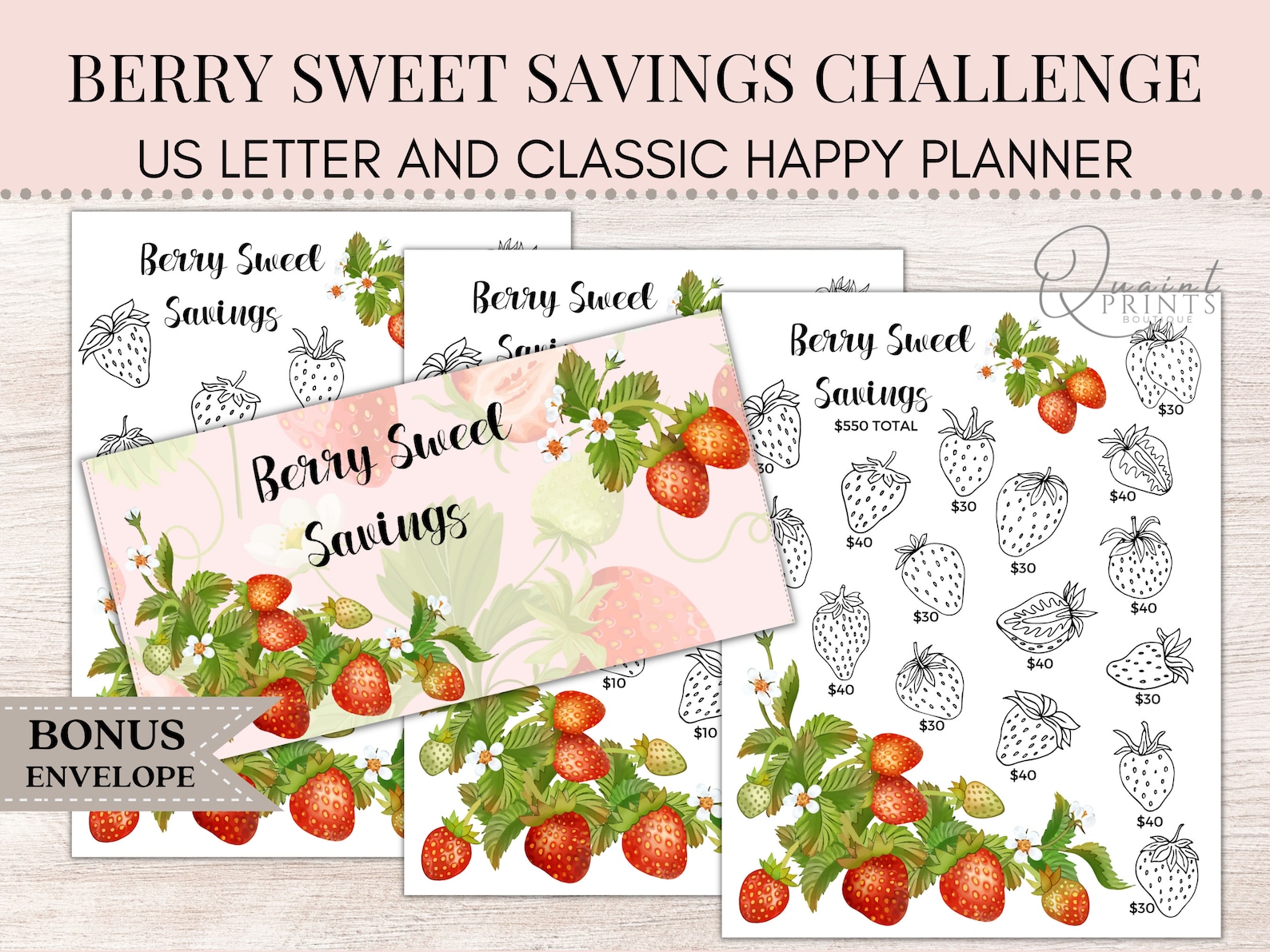 Berry Sweet Savings Challenge Strawberry Savings Tracker - Etsy
