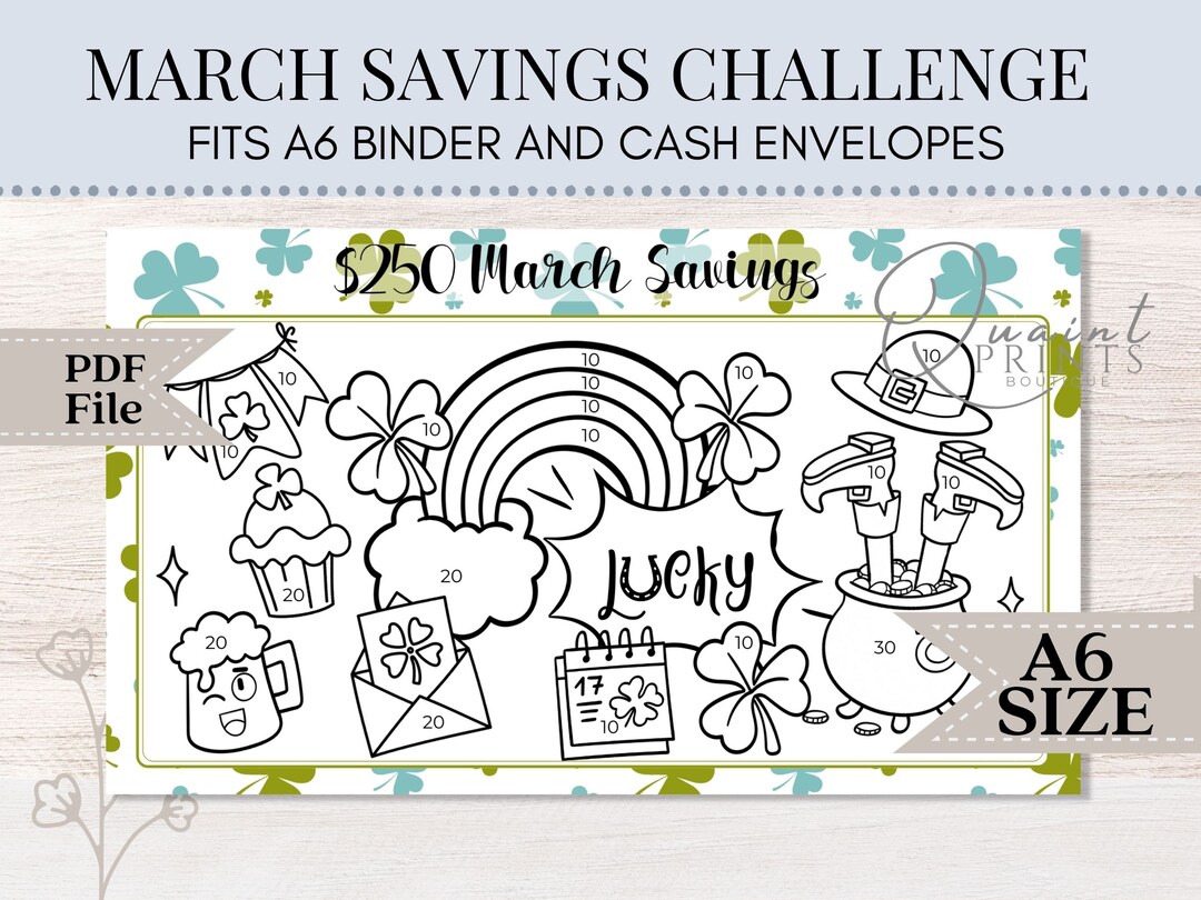 March Savings | St Patrick’s Day Savings | A6 Savings Challenge | 013 ...