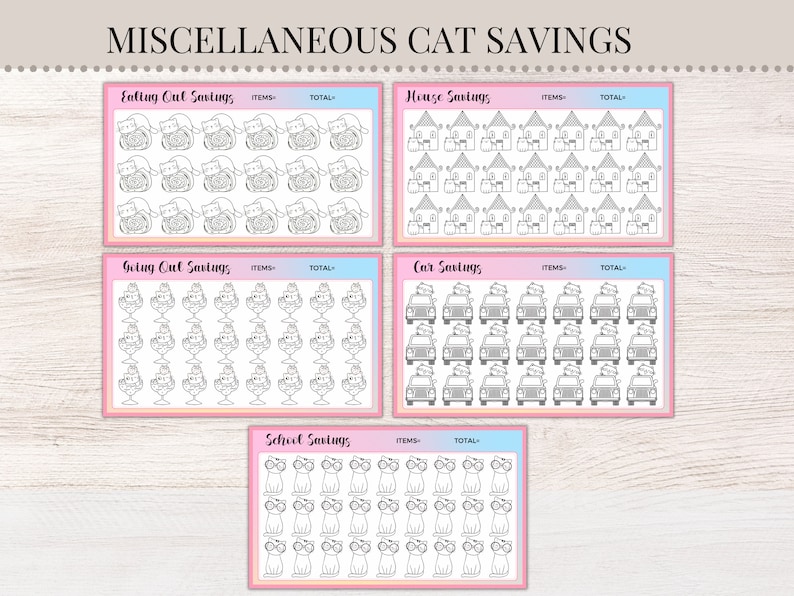 Cat Savings Challenge Savings Challenge Bundle Savings - Etsy