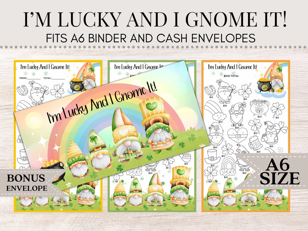 Im Lucky and I Gnome It Gnomes Savings Challenge Savings - Etsy
