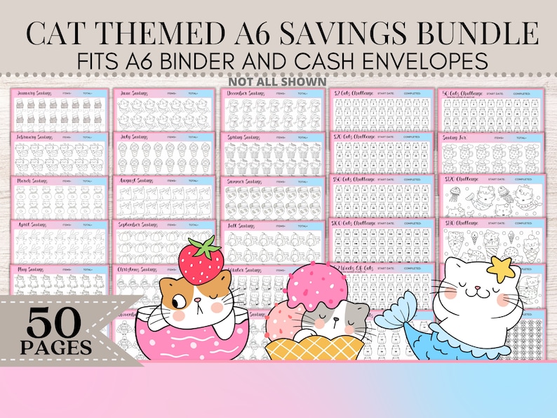 Cat Savings Challenge Savings Challenge Bundle Savings - Etsy