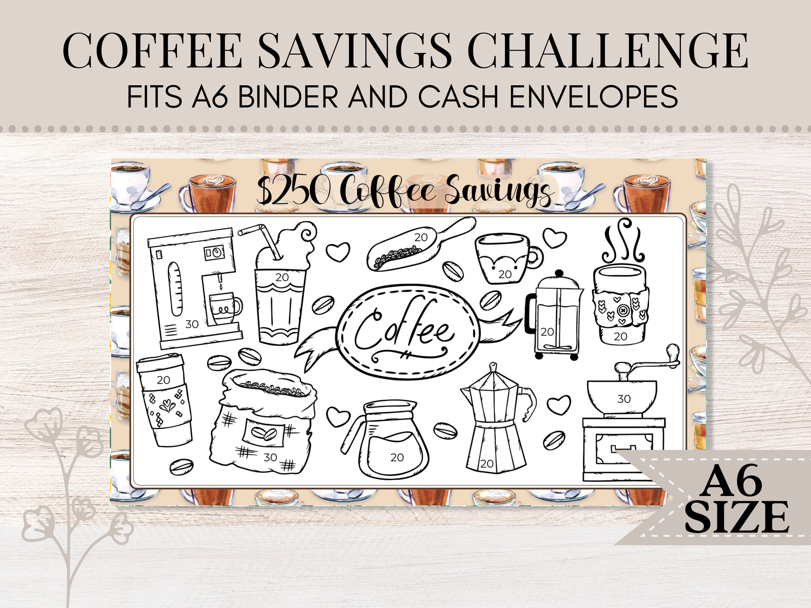 Coffee Themed Savings | A6 Savings Challenge | Coffee Lover |cash ...