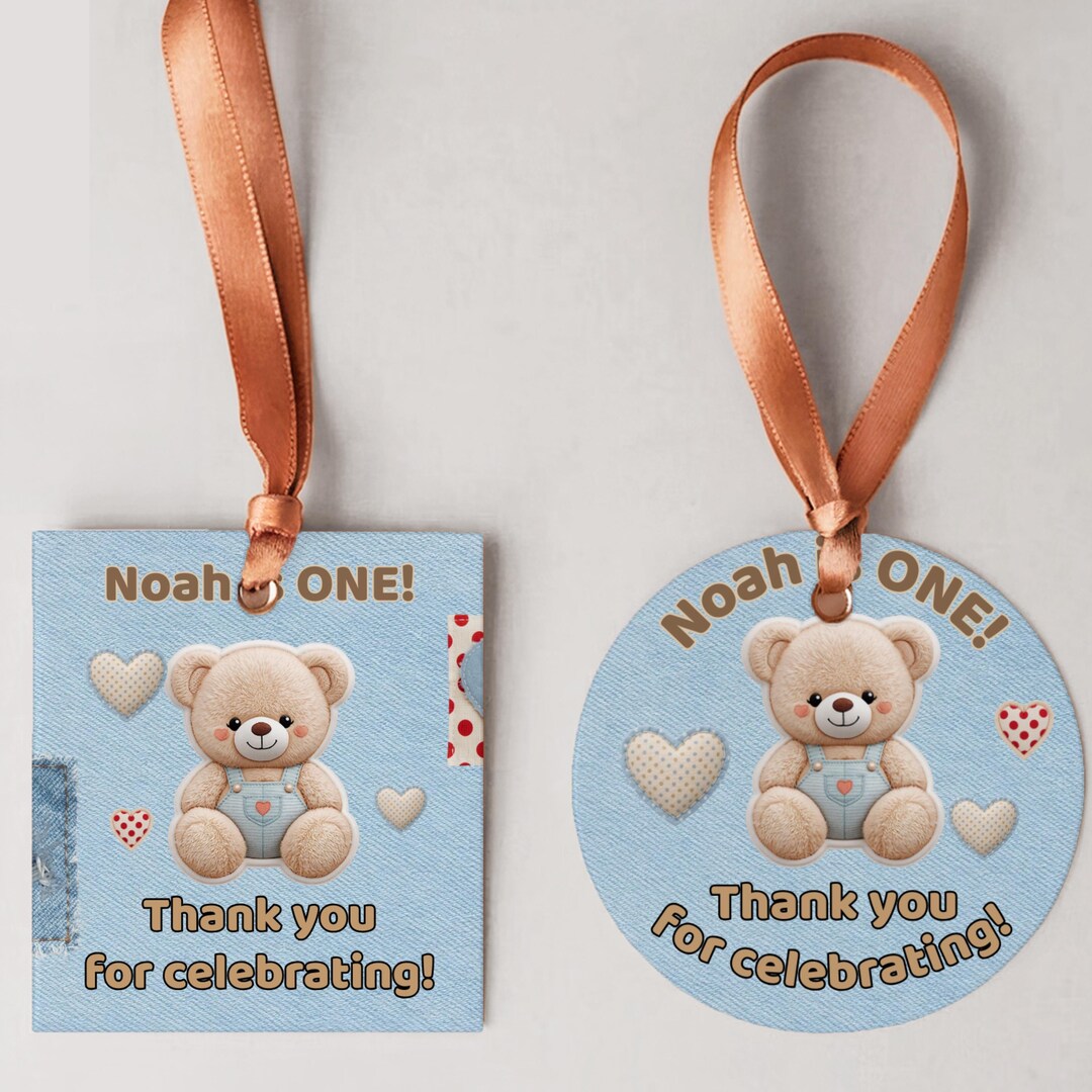 Teddy Bear Favor Tags | Printable Gift Tags | 2" & 2.5" Party Labels ...