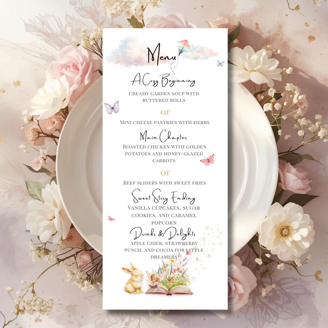 A New Chapter Begins Party Menu: Editable Book Theme Decor (printable ...