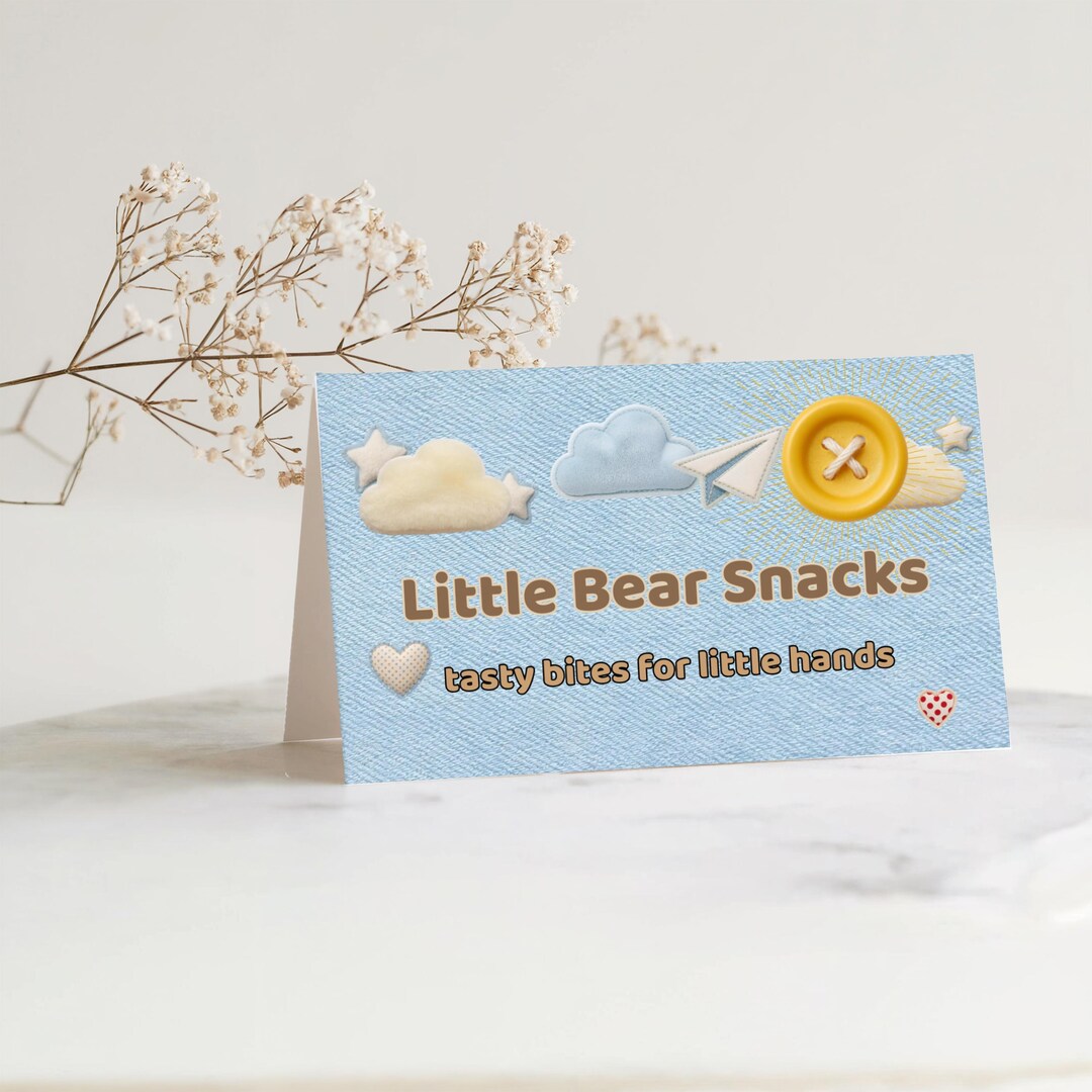 Teddy Bear Food Labels | Printable Buffet Cards | Beary First Birthday ...