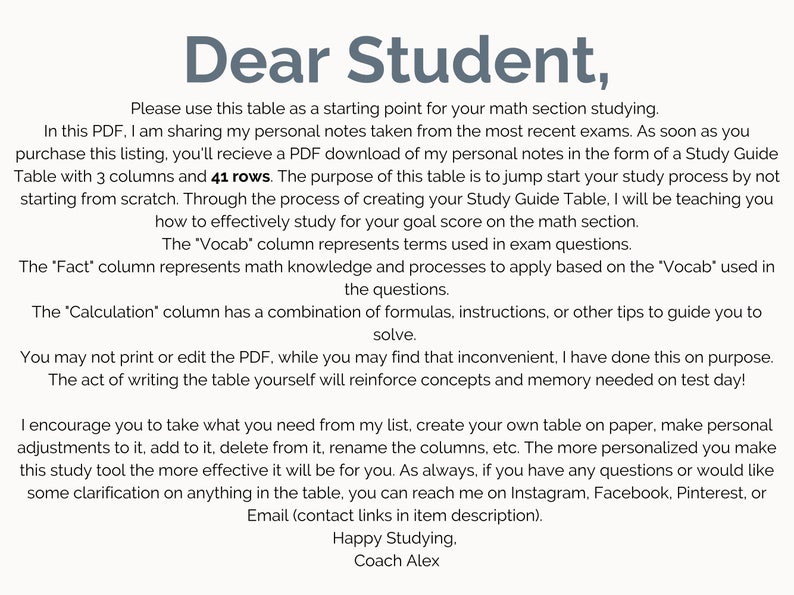 ACT Math & SAT Math Study Guide - Etsy