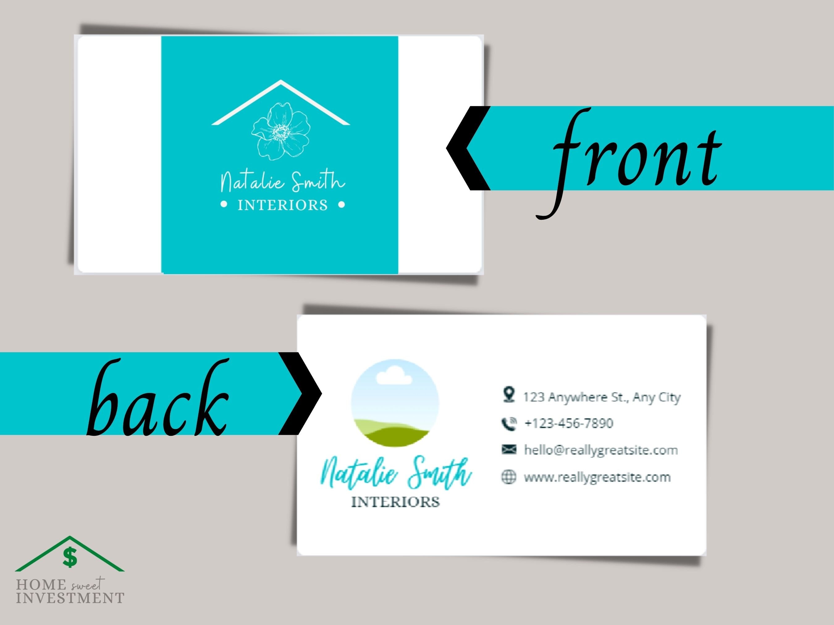 Interior Designer Business Card Template, Real State Logo Editable ...