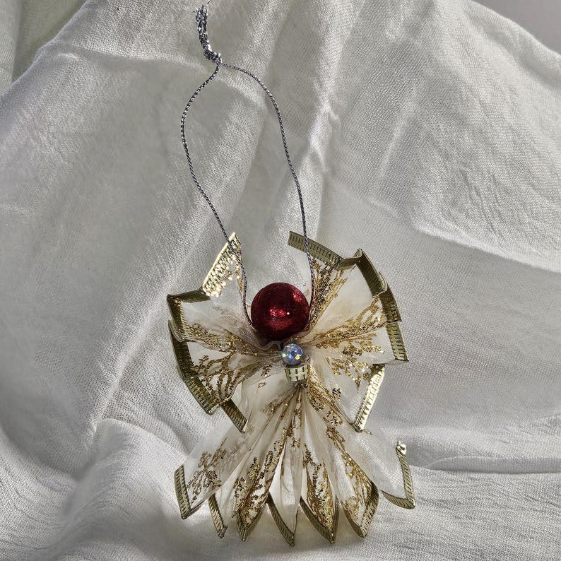 Gold Wired Ribbon Angel Ornament, Christmas Holiday Decorations ...