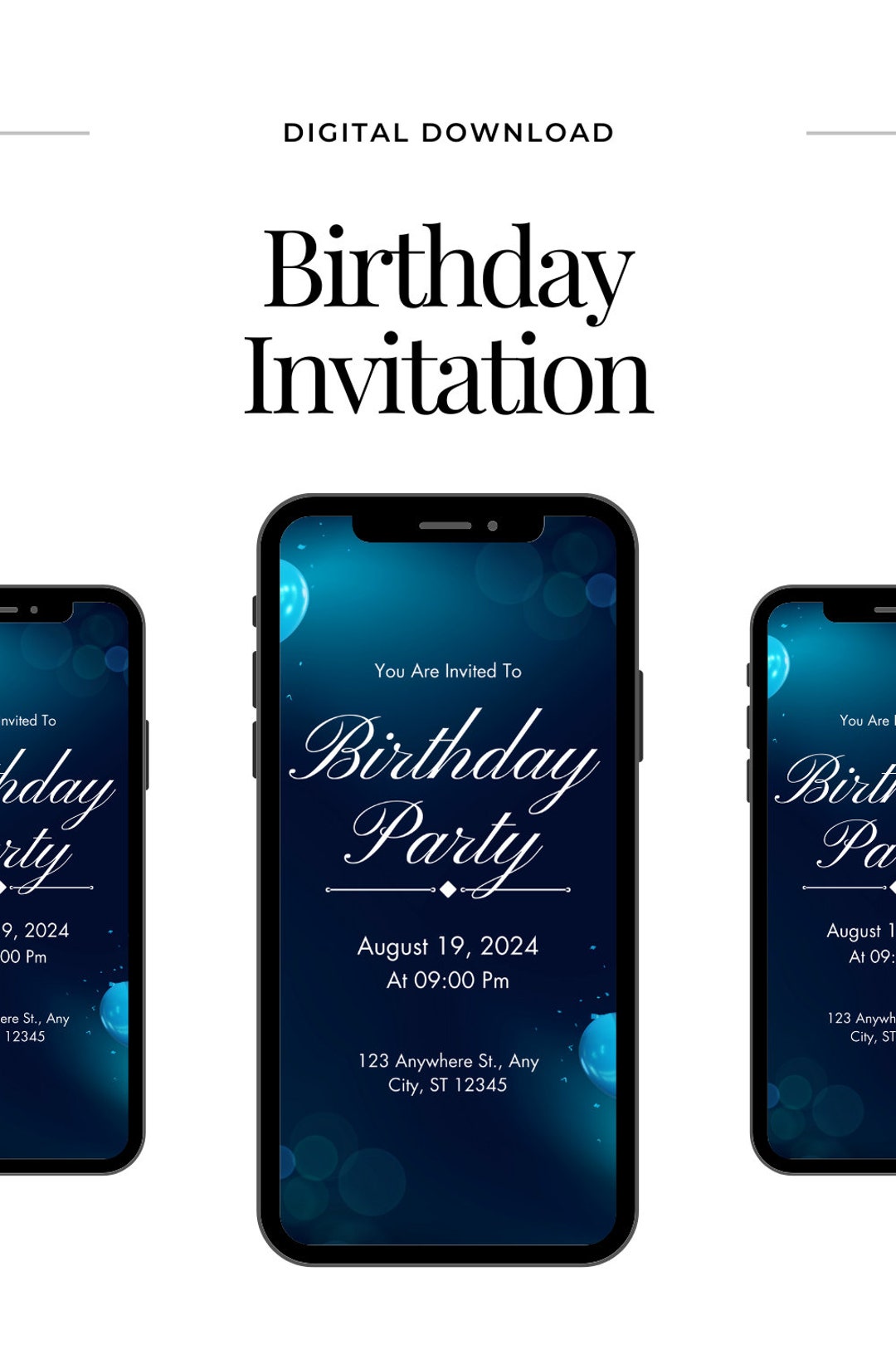 Birthday Invitation Template, Printable Digital, Customizable Digital ...