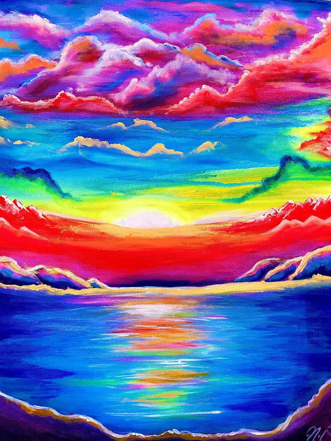 Heaven is a Place on Earth With You Sunset - Original Painting Large ...