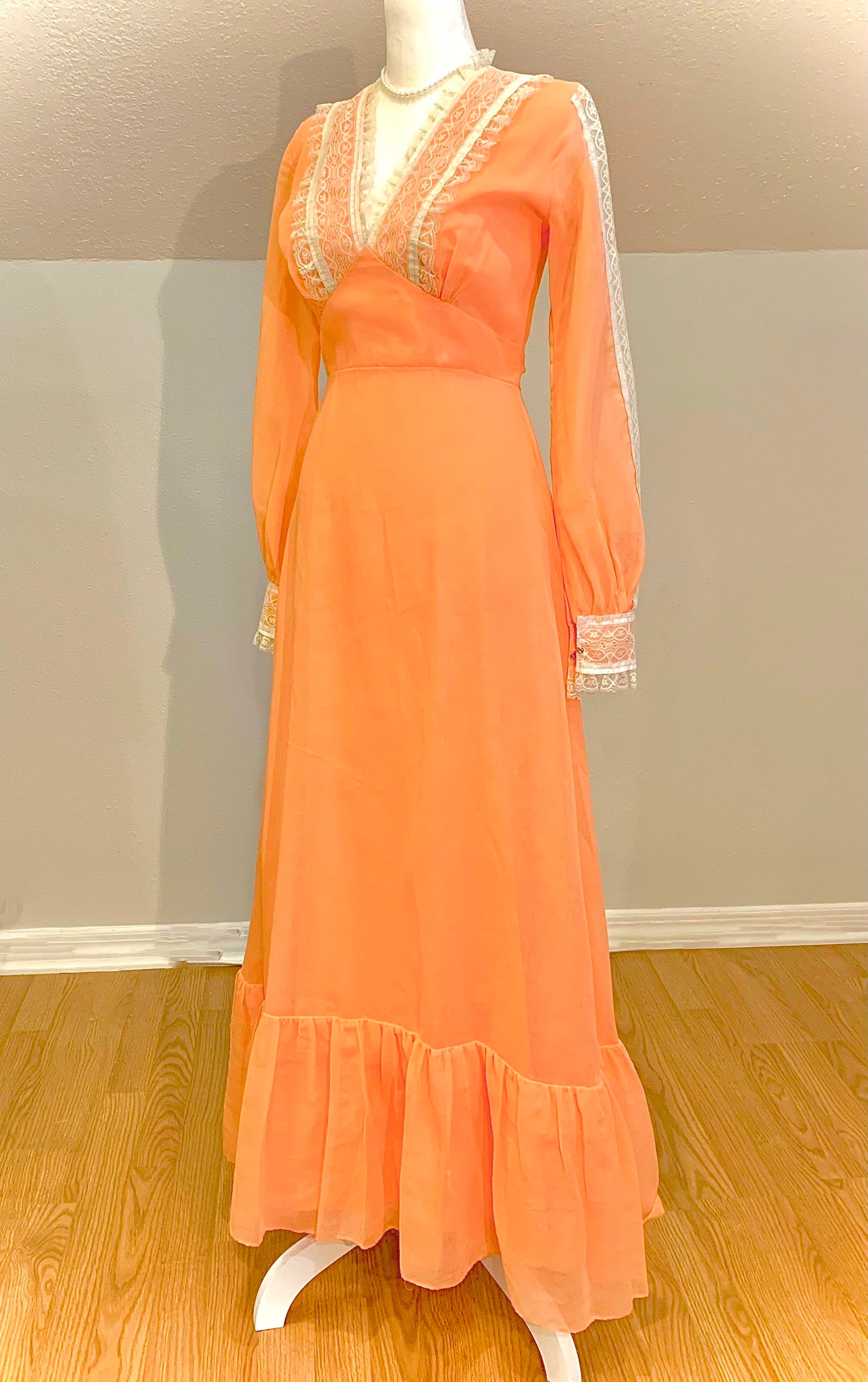 Cottage Core Peach Color Prairie Boho Dress From the 70’s - Etsy