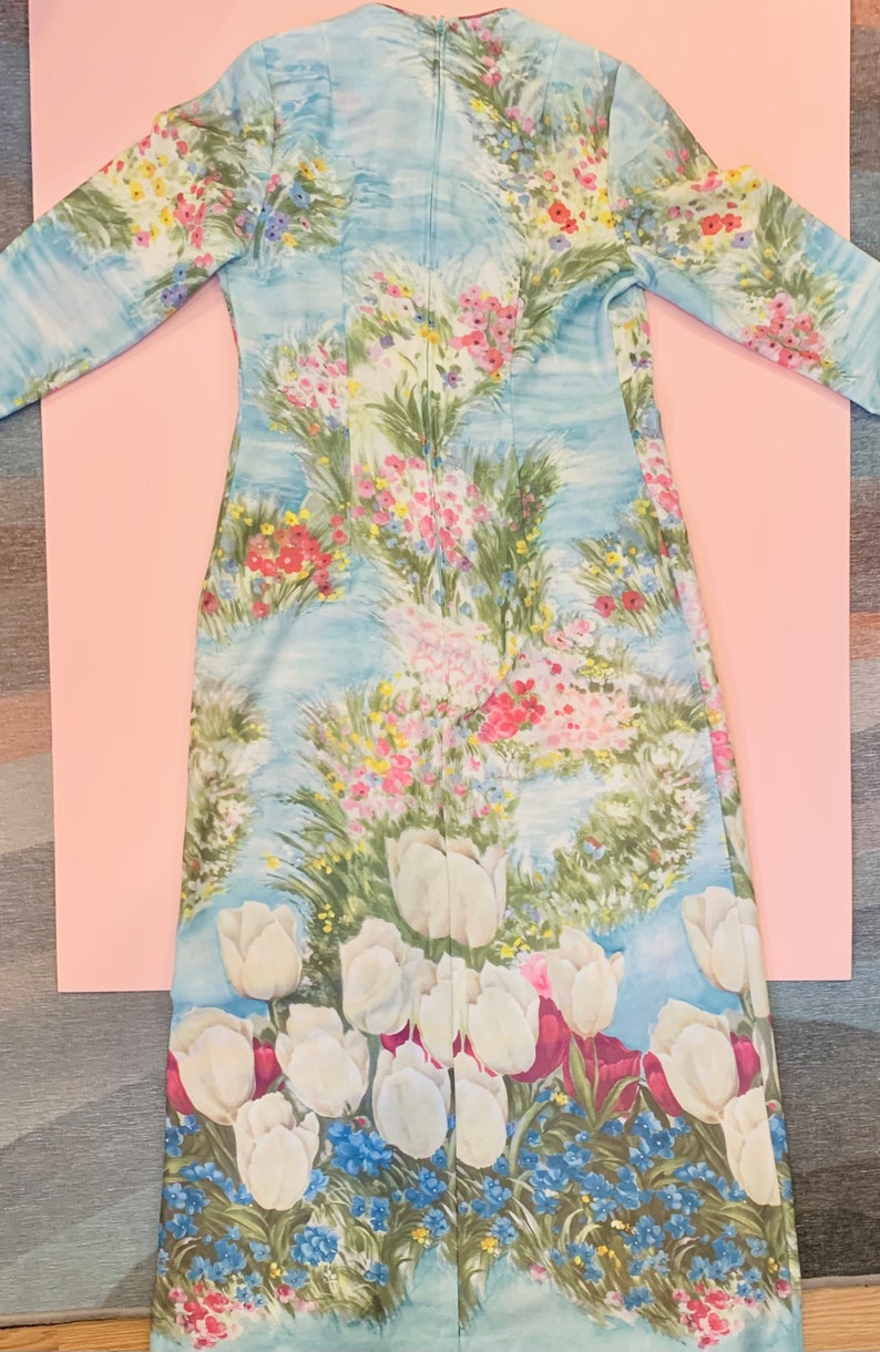 Floral Maxi Dress 70s Polyester Pastels - Etsy