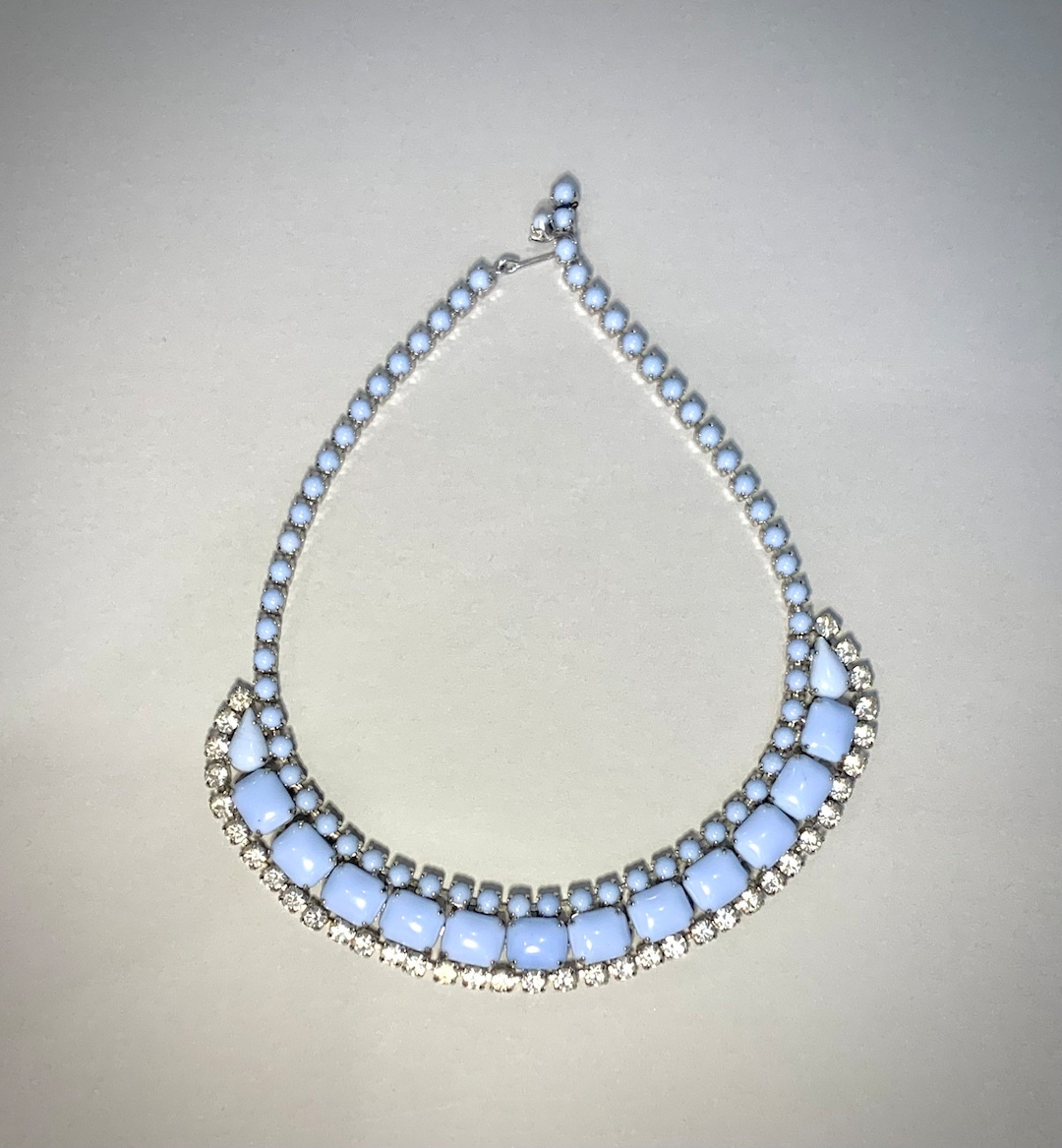 Vintage 50’s Pale Blue Milk Glass Necklace by Gale - Etsy