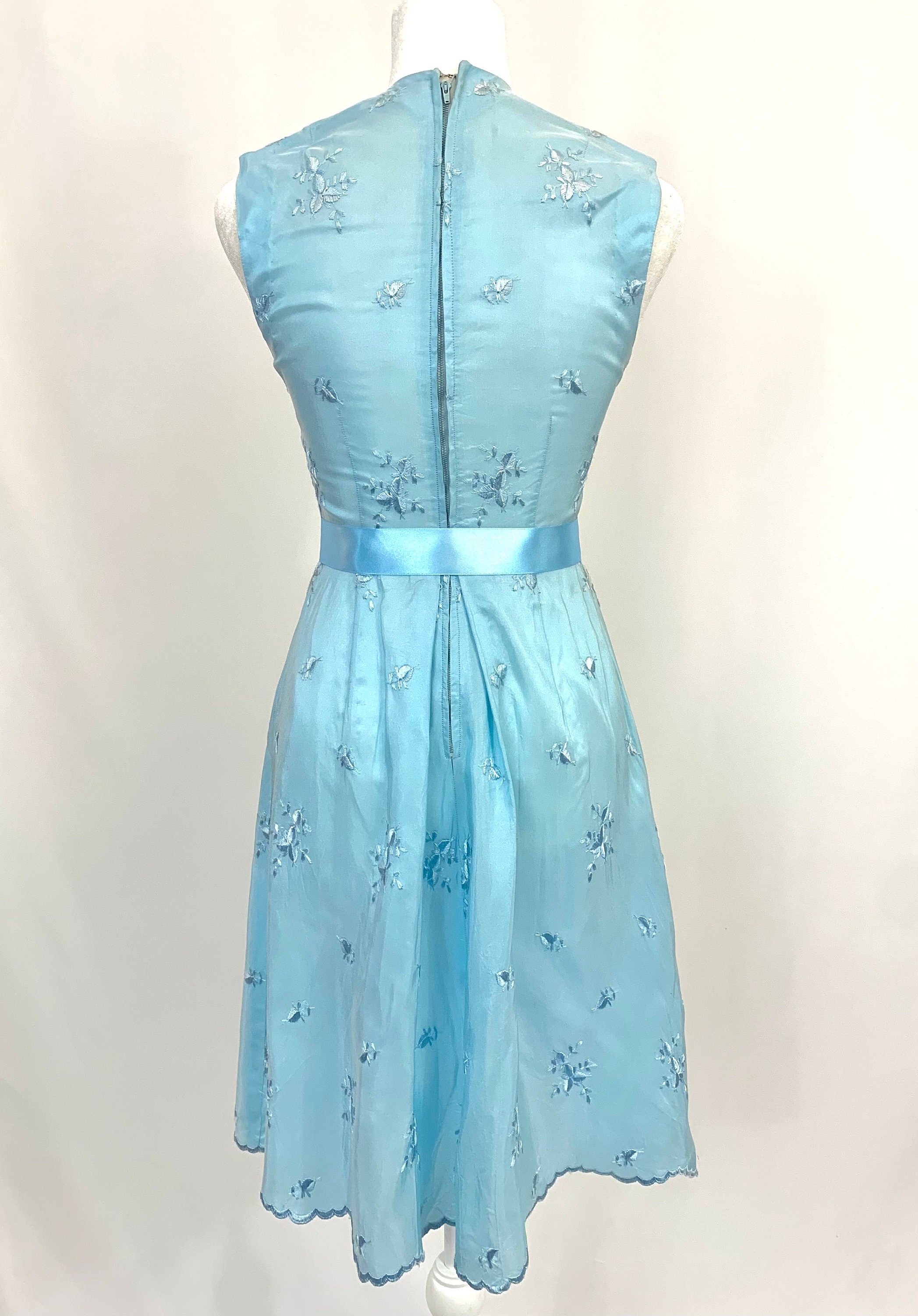 Icy Blue 60s Embroidered Shift Dress - Etsy