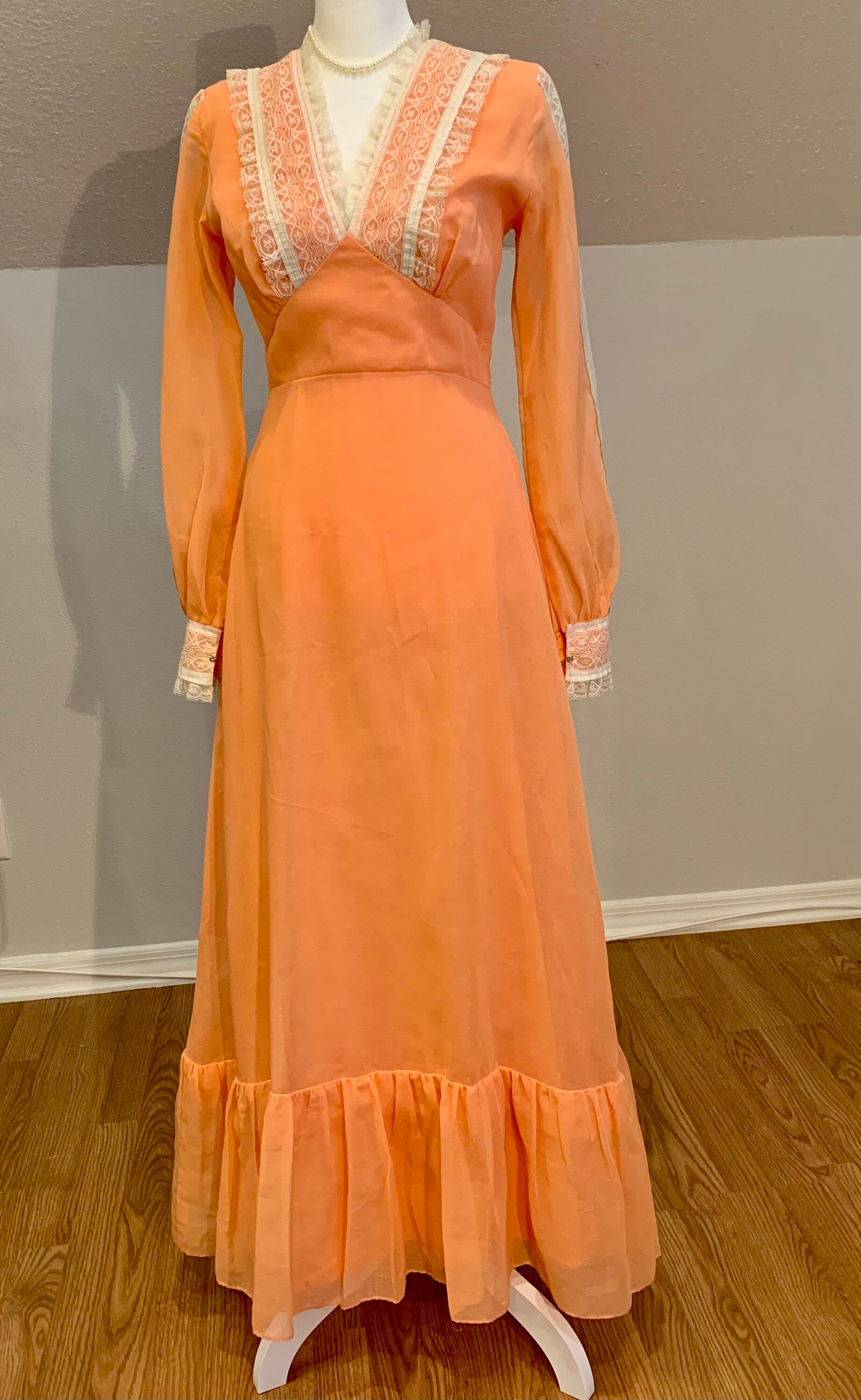 Cottage Core Peach Color Prairie Boho Dress From the 70’s - Etsy