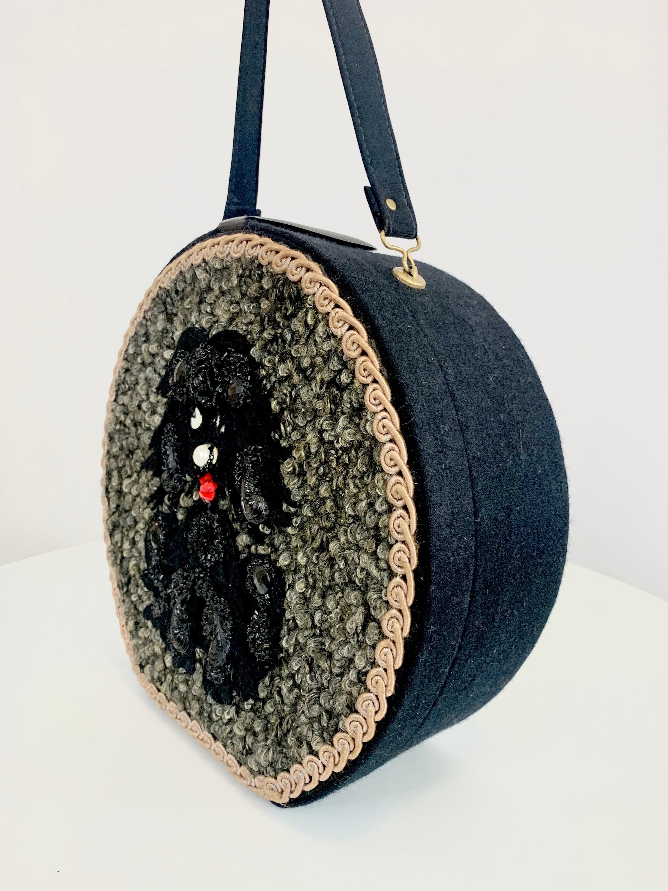 1950s Black Poodle Pillbox Purse in Wool, Felt and Bouclé - Etsy