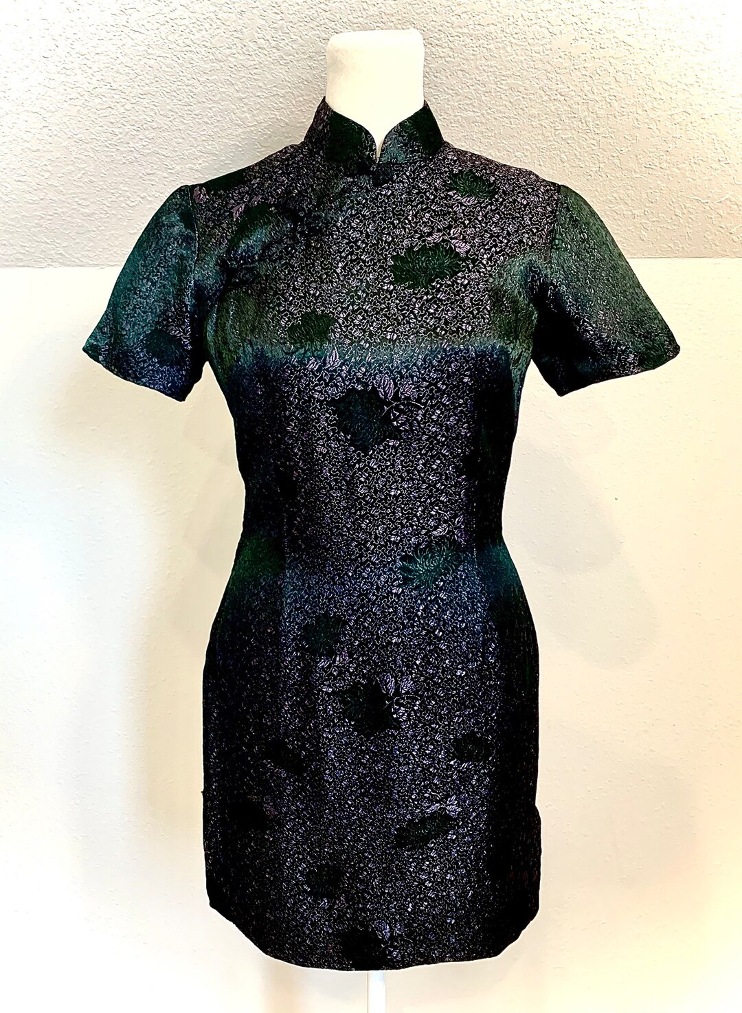 40s Handmade Cheongsam Black and Purple Iridescent - Etsy