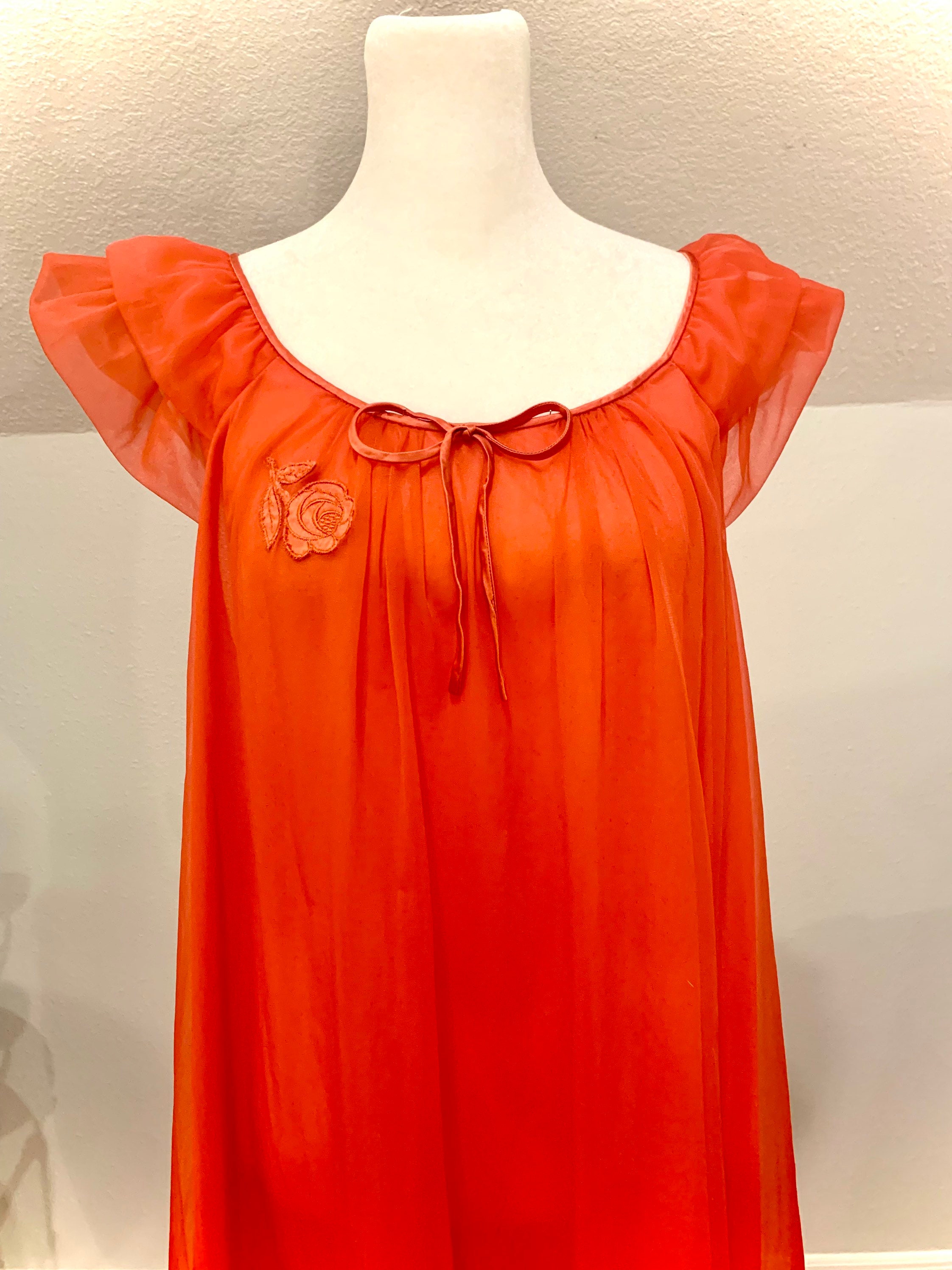 60s Gossard Artemis Nightie Gown in Lipstick Red Size S/M - Etsy