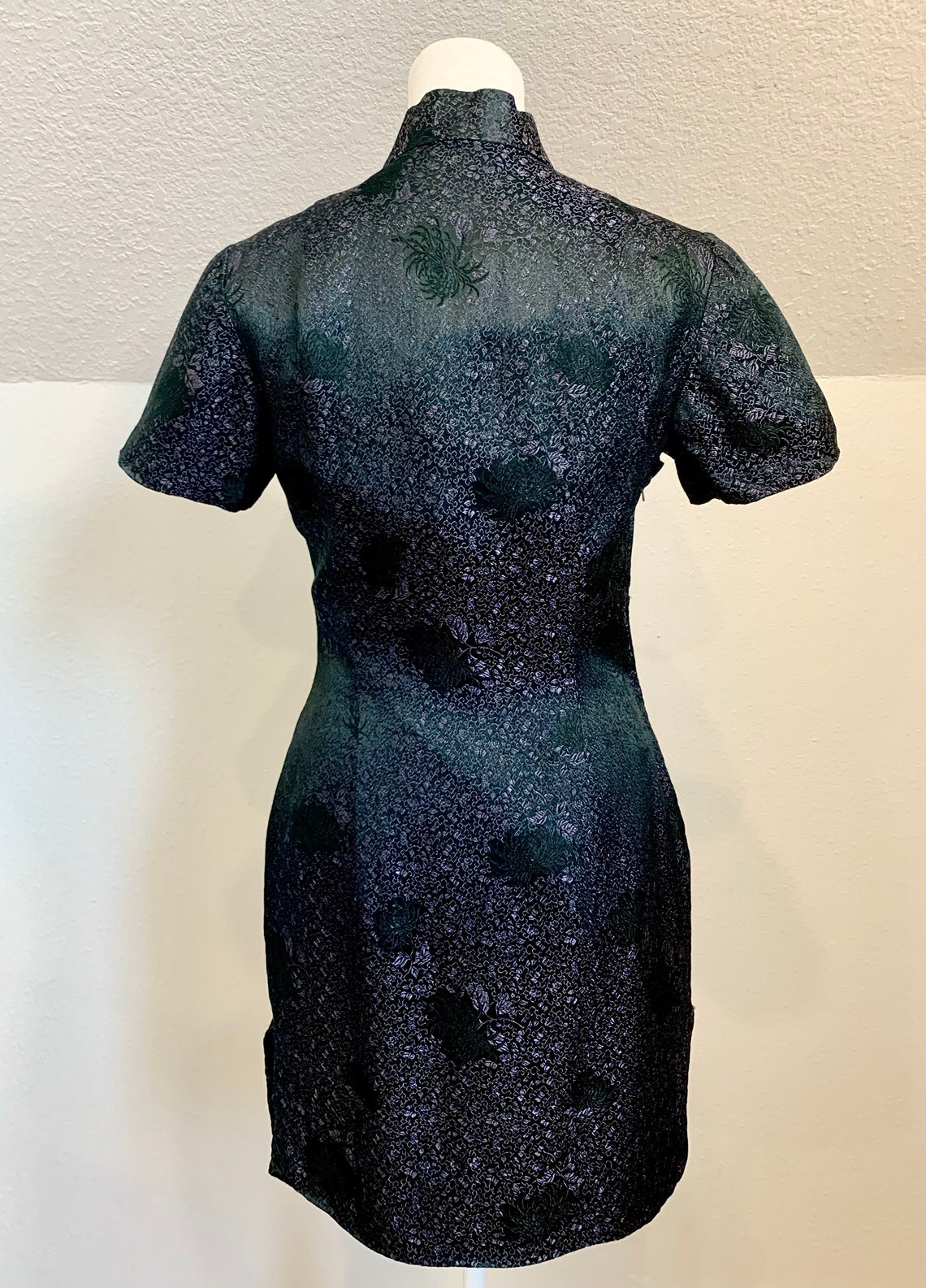 40s Handmade Cheongsam Black and Purple Iridescent - Etsy