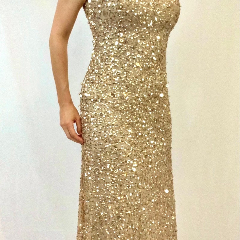Gold Sequin Dress - Etsy