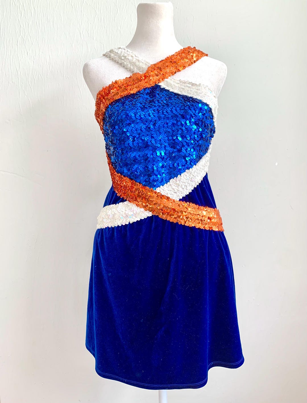 Blue Stretch Velvet and Sequin Baton Twirling Majorette Circus ...