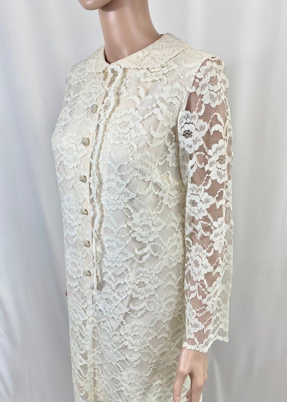 Sweetest cream lace overlay dress with Peter Pan coll… - Gem