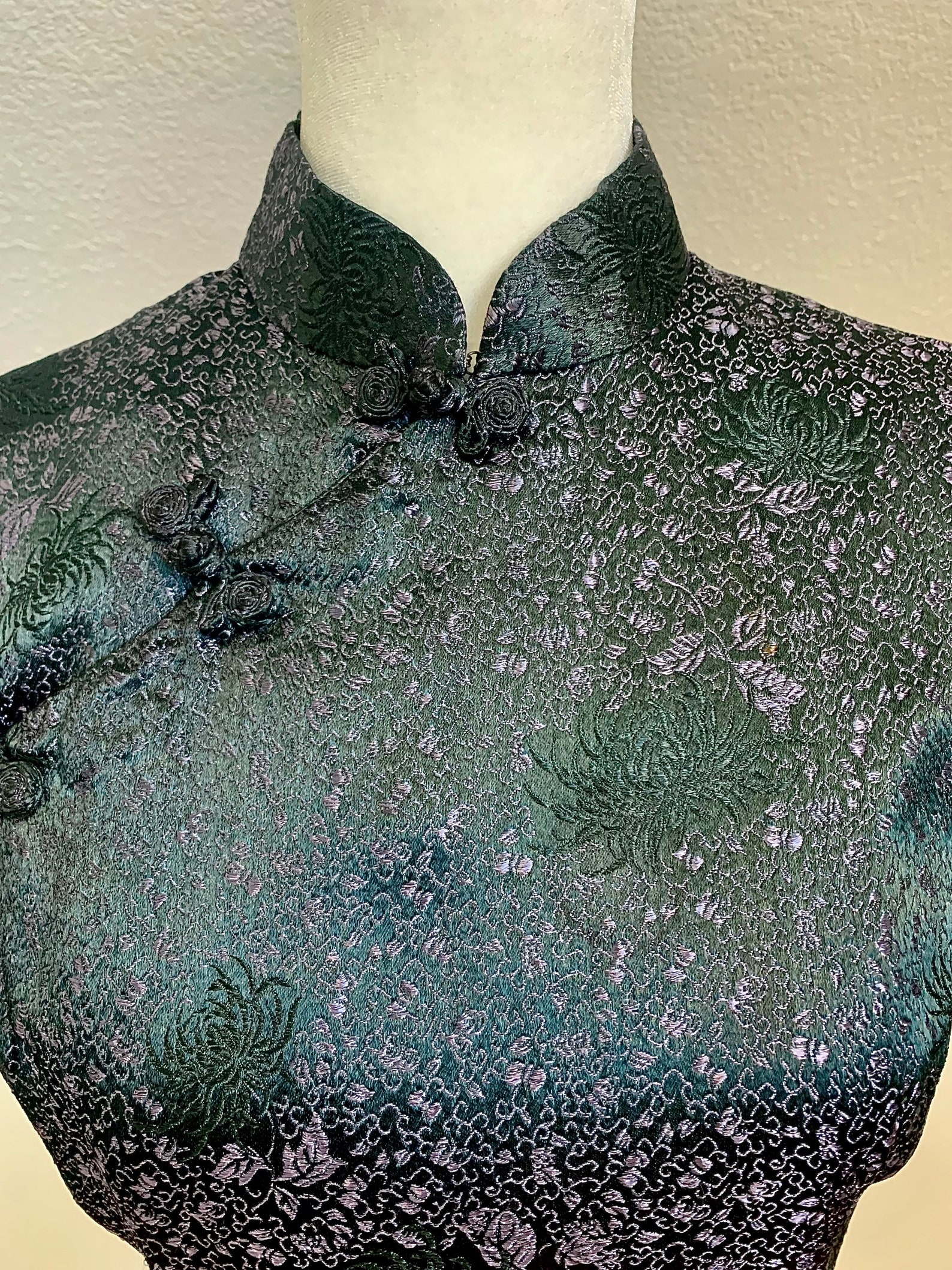 40s Handmade Cheongsam Black and Purple Iridescent - Etsy