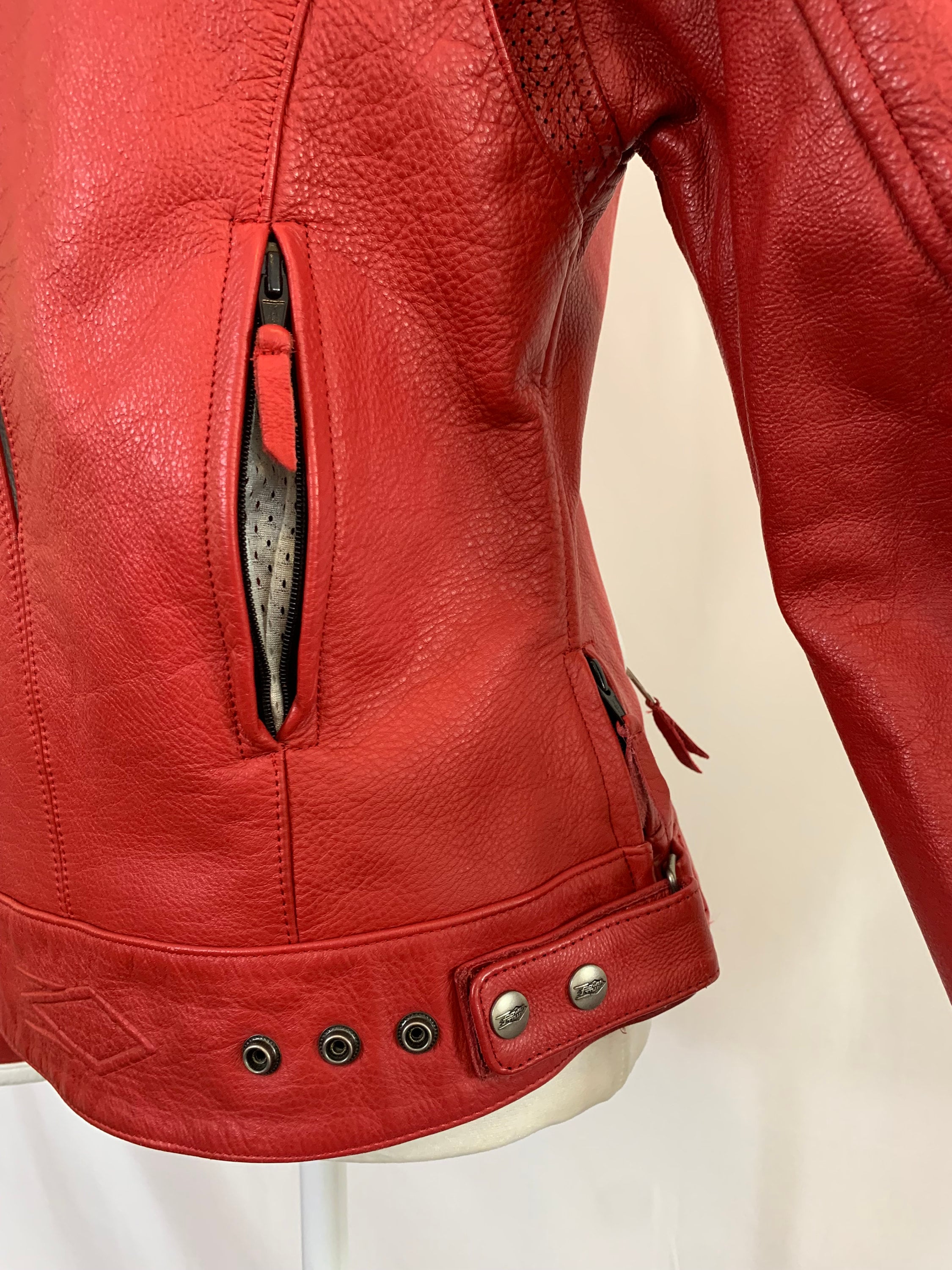 Red Leather Motorcycle Jacket by Power Trip 90’s Heavy Duty. Authentic ...