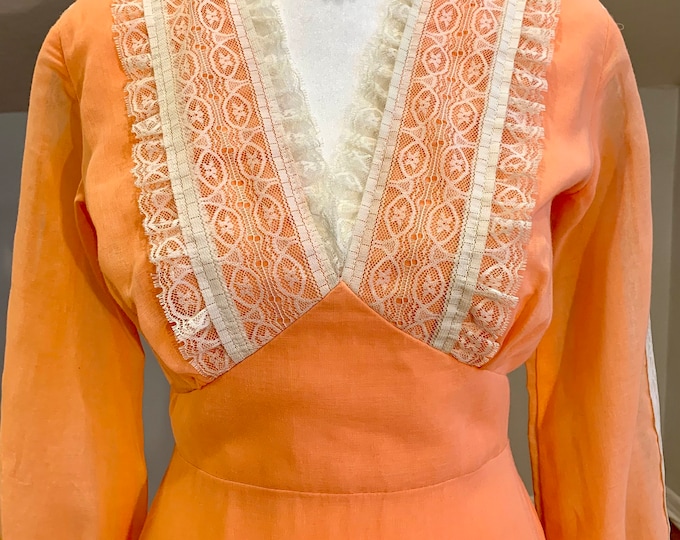 Cottage Core Peach Color Prairie Boho Dress From the 70’s - Etsy