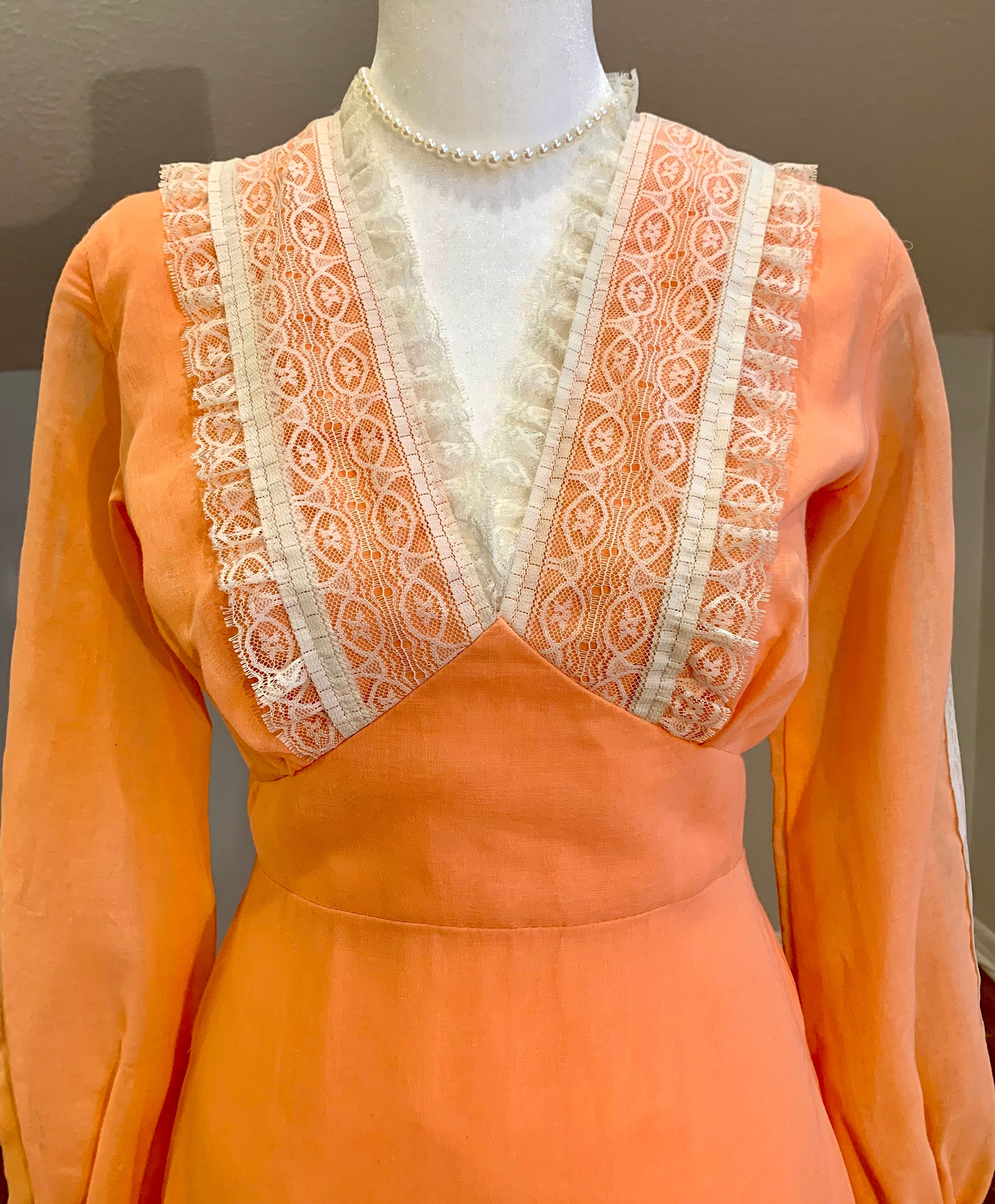 Cottage Core Peach Color Prairie Boho Dress From the 70’s - Etsy